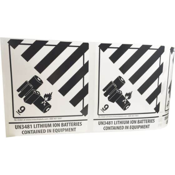 Lithium Ion Batteries Contained In Equipment UN3481 Class 9 ...
