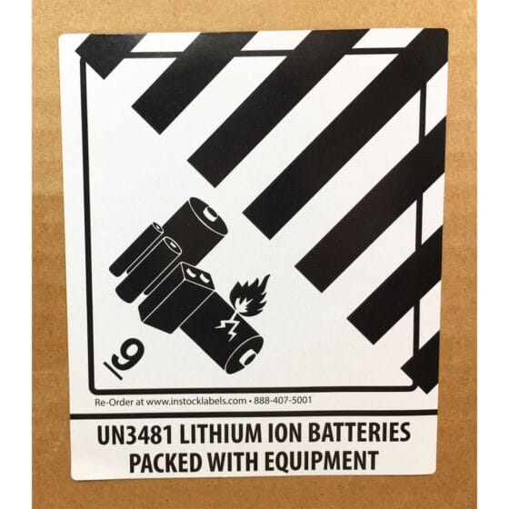 Lithium Ion Batteries Packed With Equipment UN3481 Class 9 ...