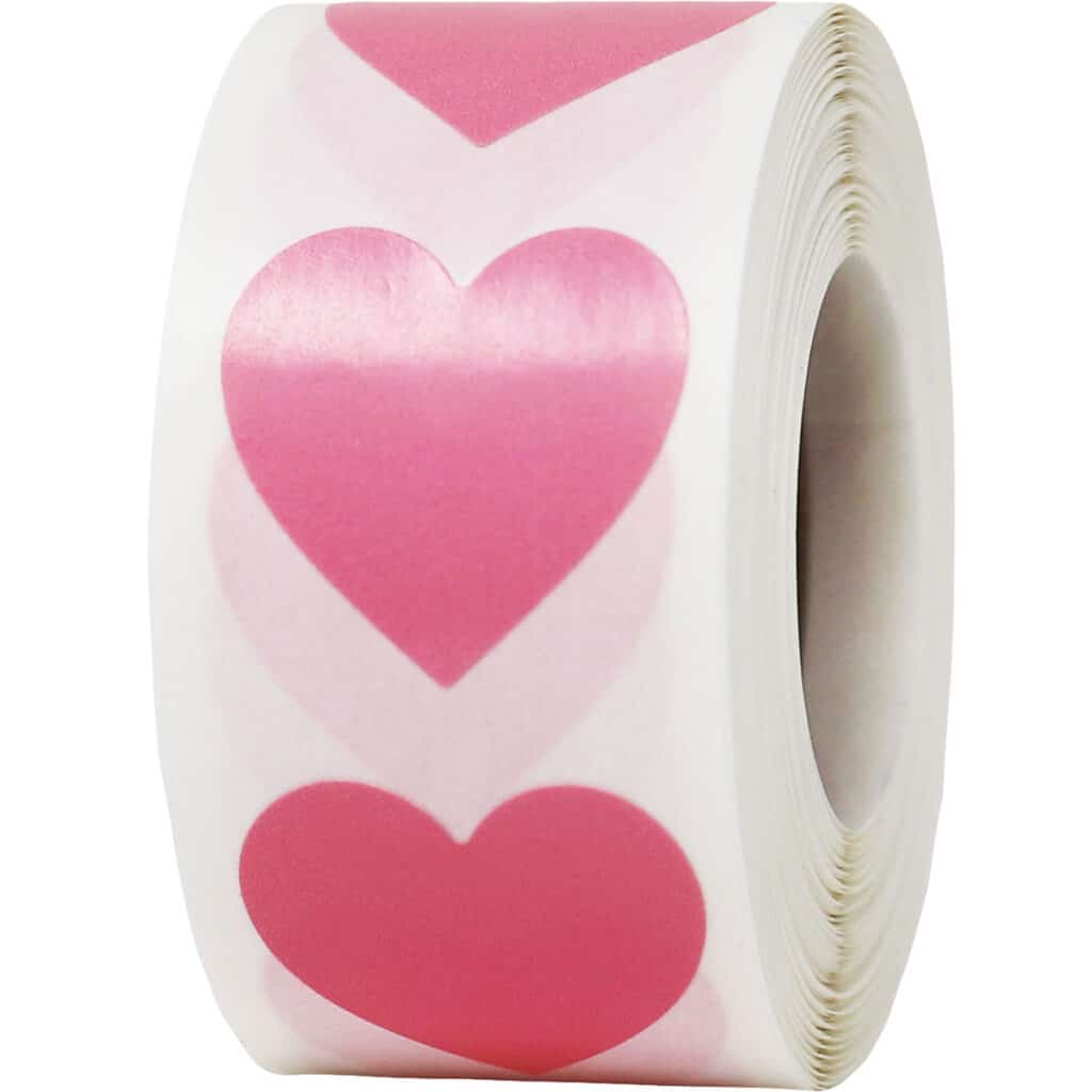 Pink Heart Stickers 3/4 Inch | InstockLabels.com