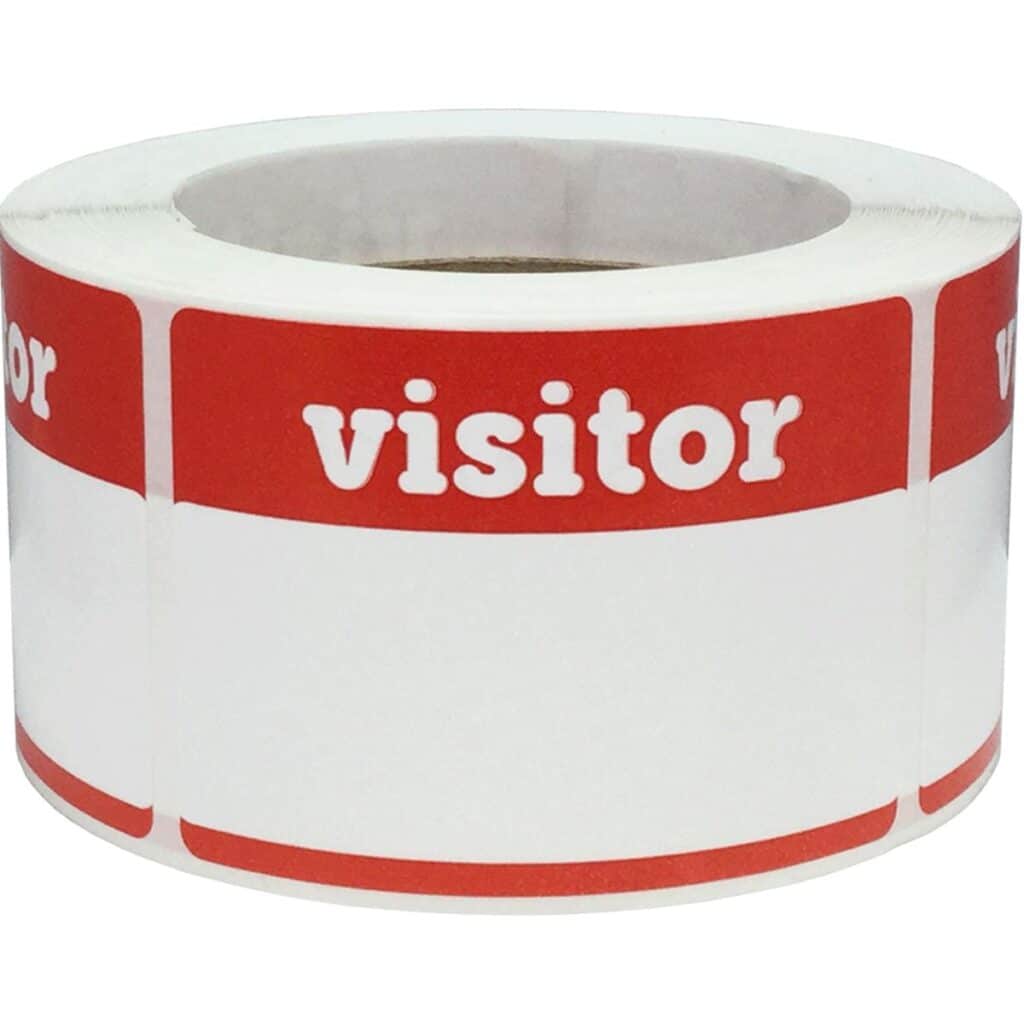 Visitor Stickers in Red | InStockLabels.com