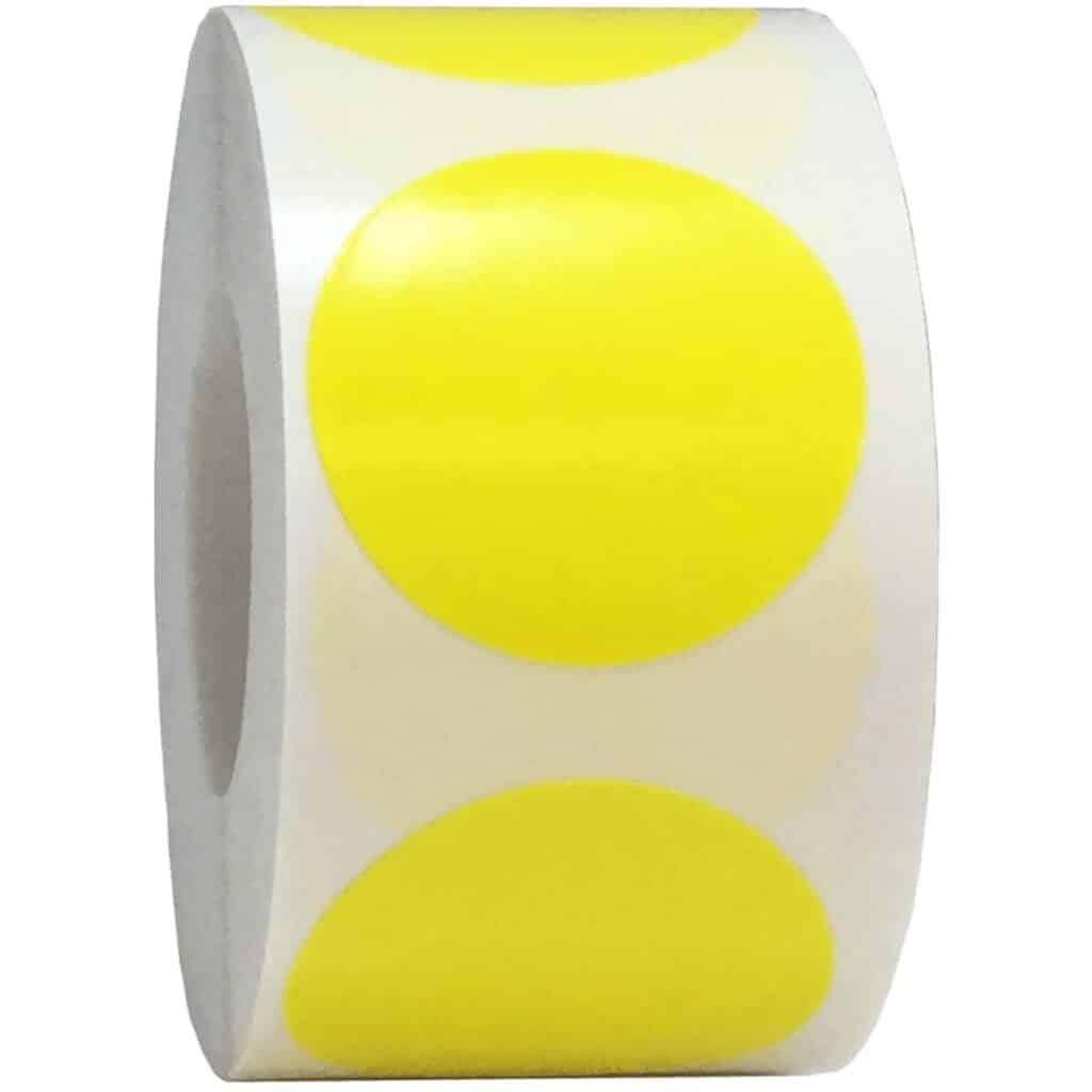 Hot Yellow Labels for Color Coding | 1.25" Round | 500/Roll ...