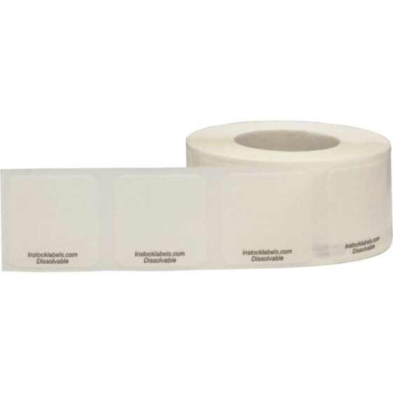 Dissolvable Writable Blank Labels 1" Square | InStockLabels.com