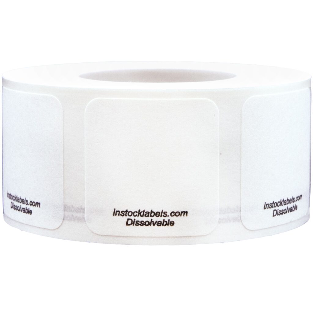Dissolvable Writable Blank Labels 1" Square | InStockLabels.com