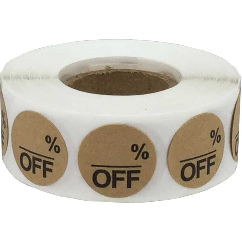 Blank Percent Off Brown Kraft Labels 3/4" | InStockLabels.com