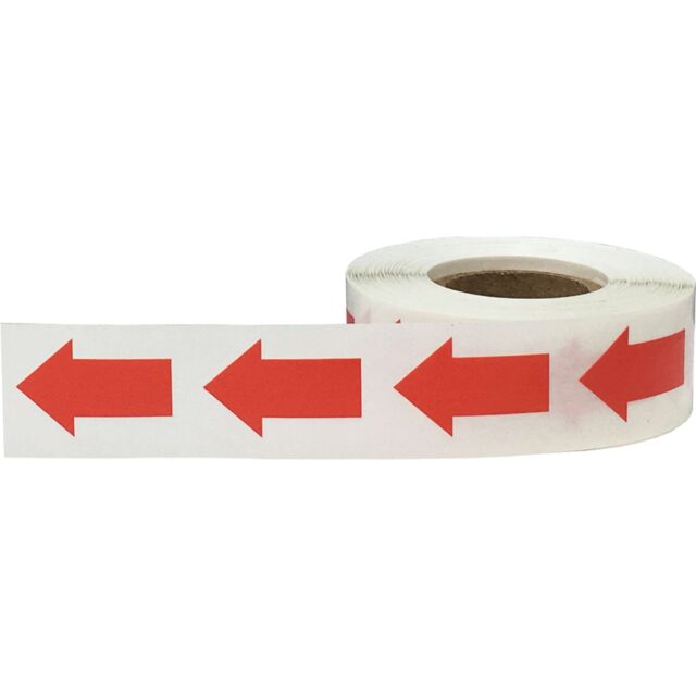Red Arrow Shape Stickers | 1" | 500/Roll | InStockLabels.com