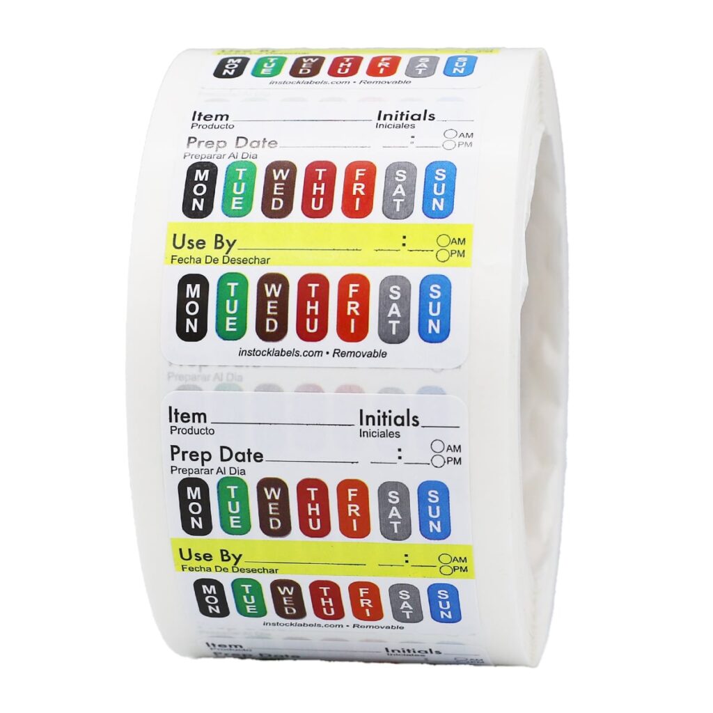 Removable Food Prep Day Rotation Labels | InStockLabels.com