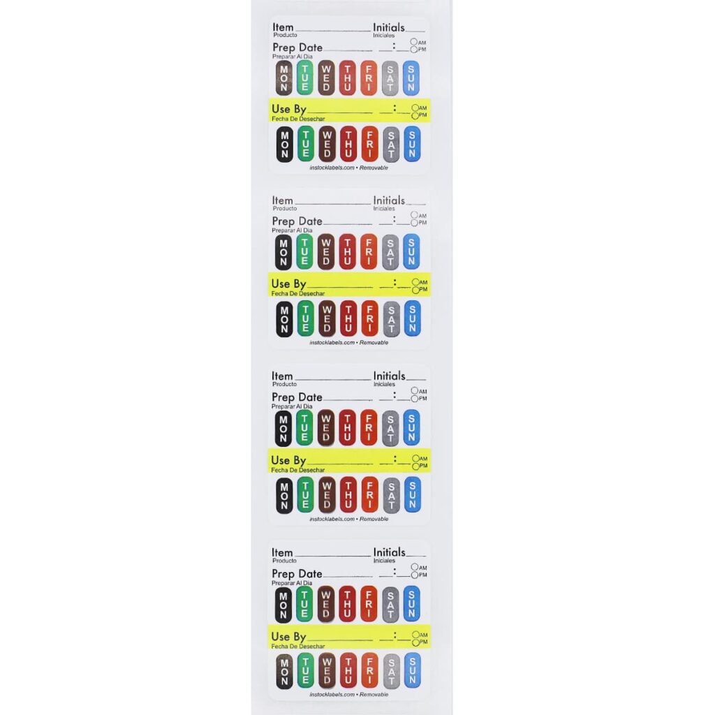 Removable Food Prep Day Rotation Labels | InStockLabels.com
