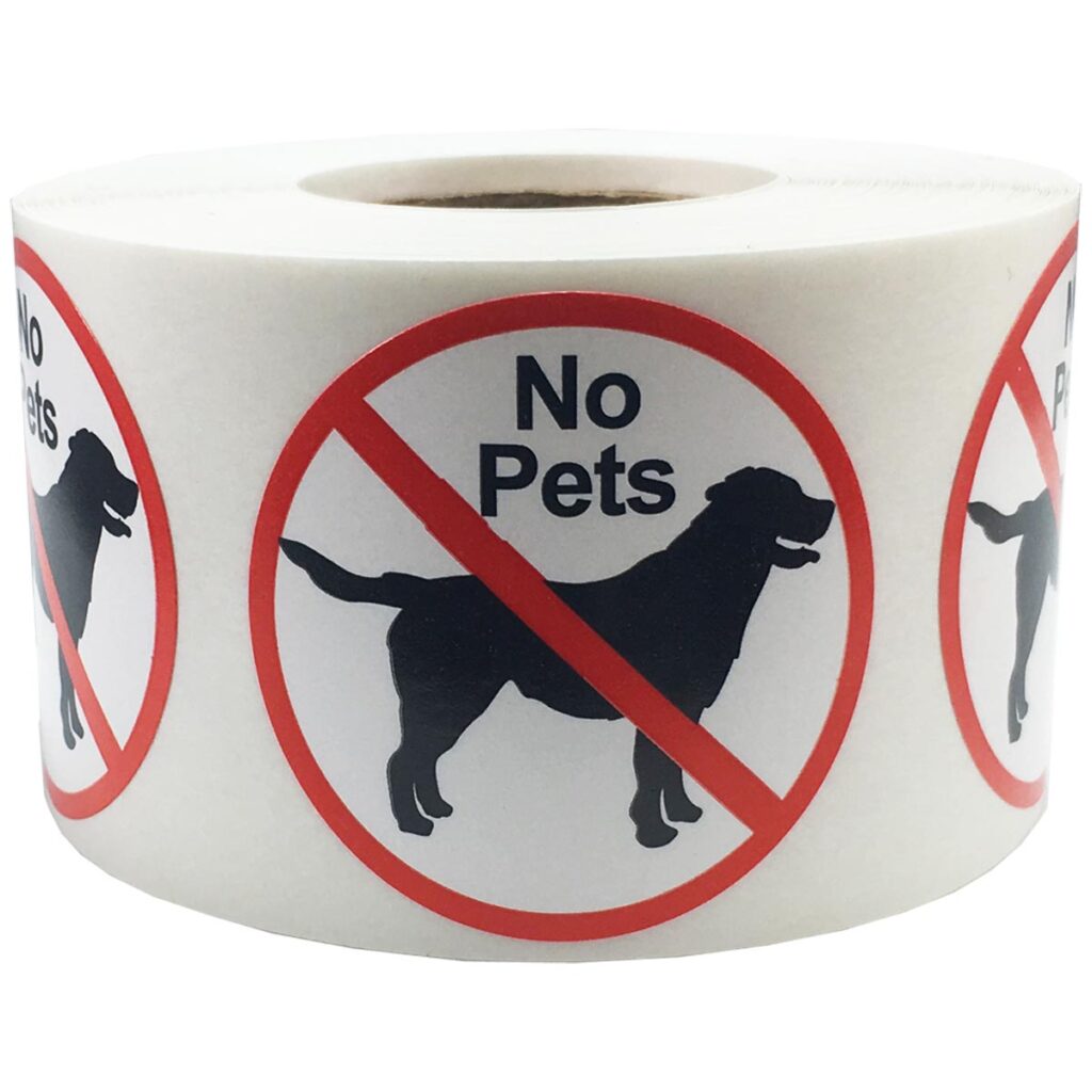 No Pets Allowed Stickers | InStockLabels.com