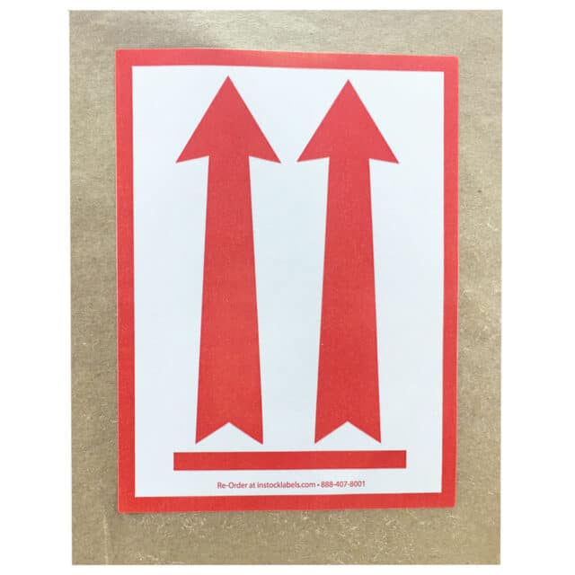Small Red Up Arrow Labels | 3 x 4" | Shipping Labels | InStockLabels.com