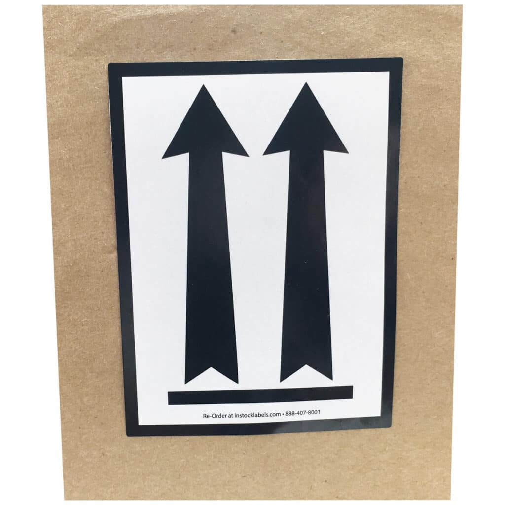 Small Black Up Arrow Labels | 3 x 4" | Shipping Labels | InStockLabels.com