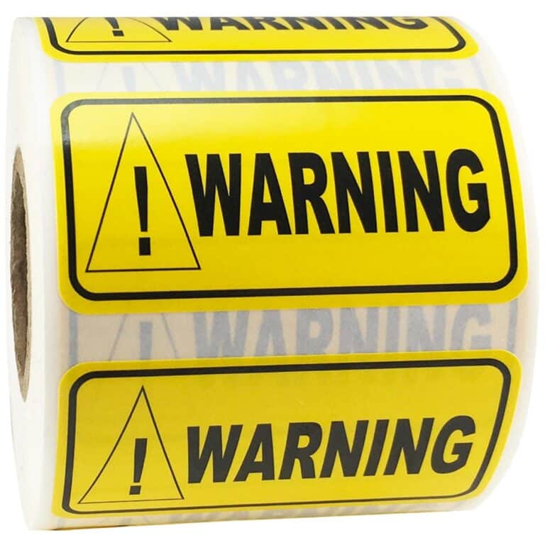 Small Yellow Warning Labels | 1" x 2" | 500/Roll | InStockLabels.com