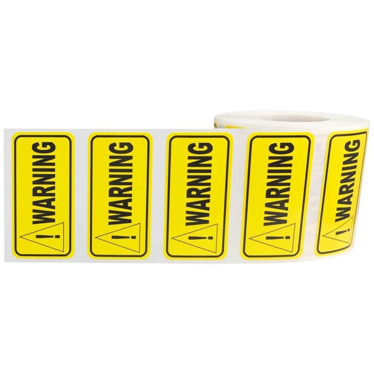 Small Yellow Warning Labels | 1" x 2" | 500/Roll | InStockLabels.com