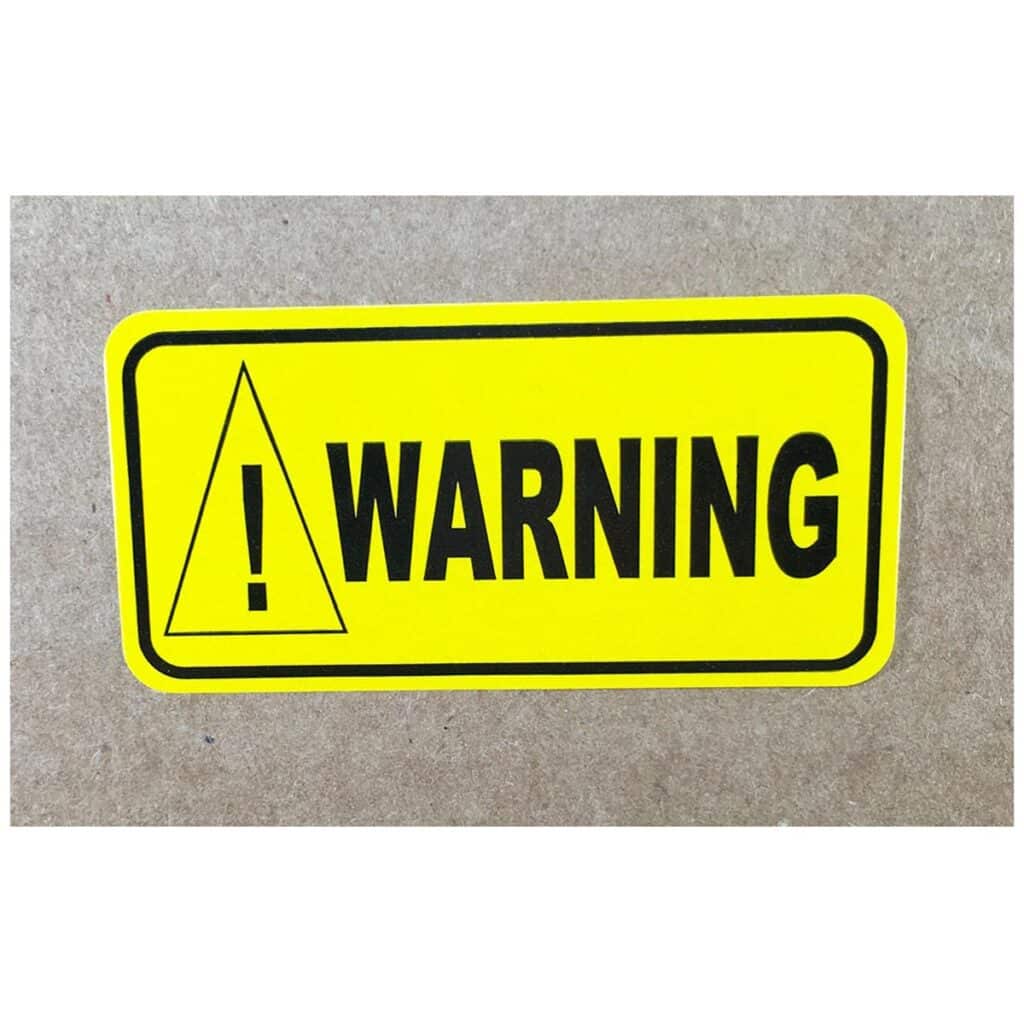 Small Yellow Warning Labels | 1" x 2" | 500/Roll | InStockLabels.com