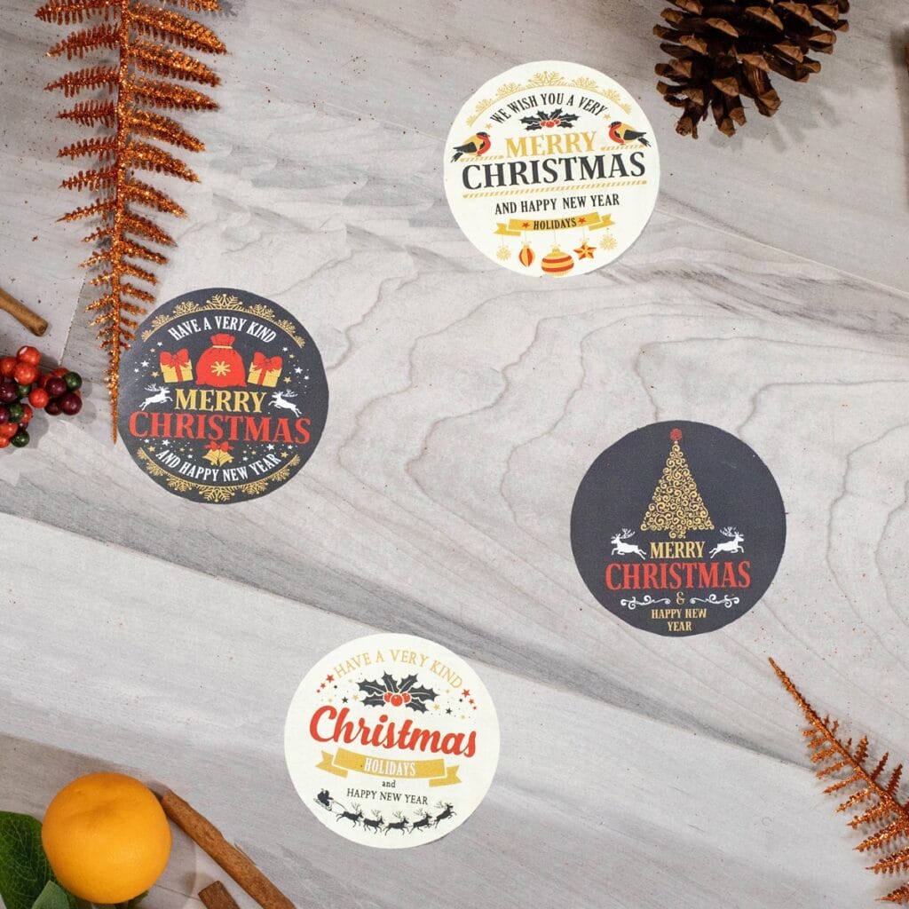 Merry Christmas and Happy New Year Stickers | InStockLabels.com