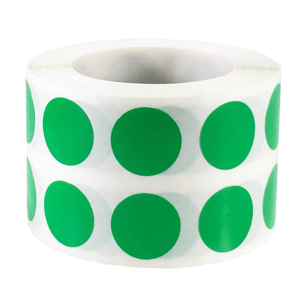 Small Spring Green Dot Stickers 1/2" | InStockLabels.com