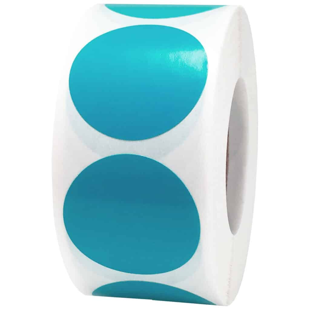 Aqua Colored Labels 1" Round | InstockLabels.com
