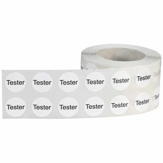 White Tester/Try Me Stickers 1/2" | For Product Samples| InStockLabels.com