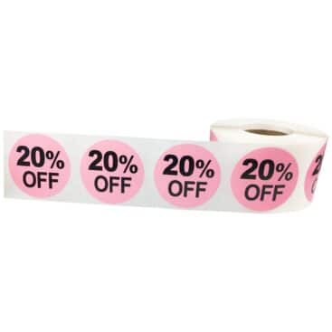 20 Percent Off Labels 1.5" Round | Color Coded | InStockLabels.com