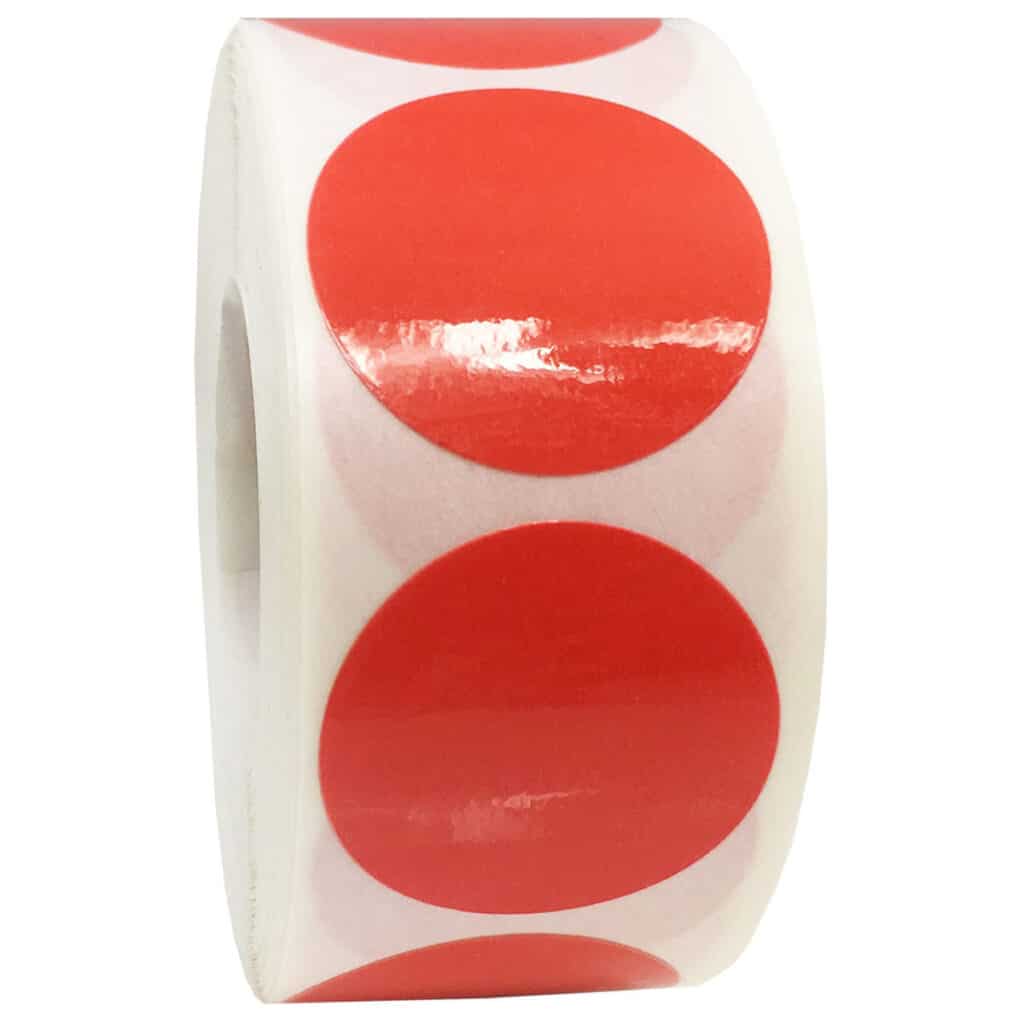 Red Weather Resistant Labels 1" Round | InstockLabels.com