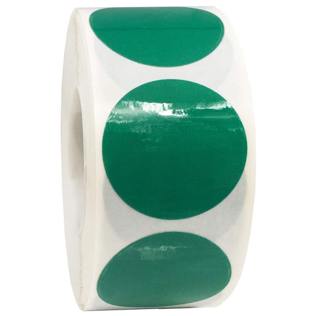Green Weather Resistant Labels 1" Round | InstockLabels.com