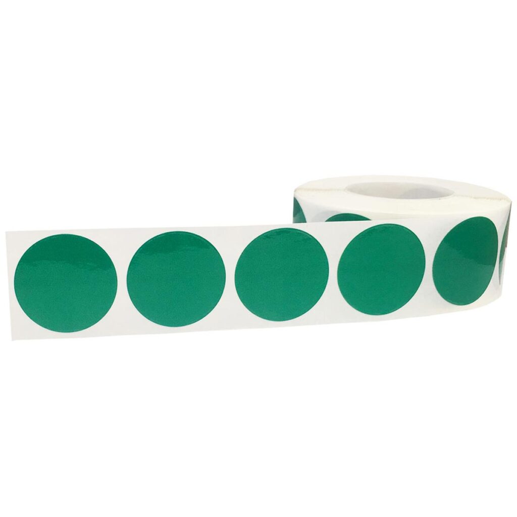 Green Weather Resistant Labels 1" Round | InstockLabels.com