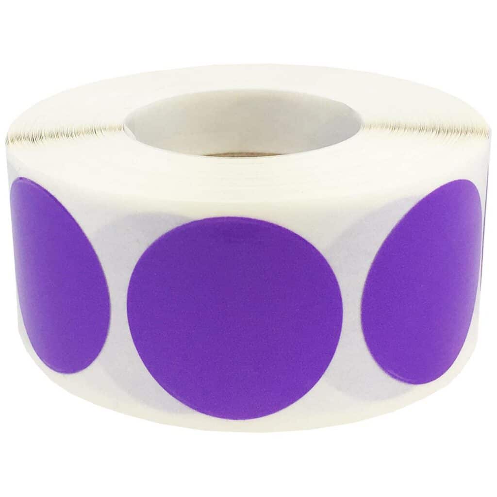 Purple Weather Resistant Labels 1" Round | InstockLabels.com