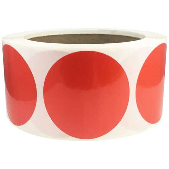 Red Weather Resistant Labels 2" Round | InstockLabels.com
