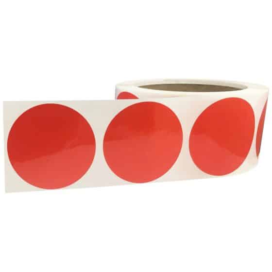 Red Weather Resistant Labels 2" Round | InstockLabels.com