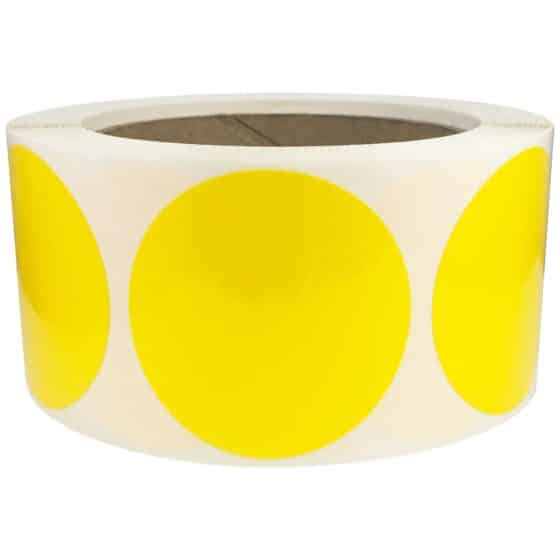 Yellow Weather Resistant Labels 2" Round | InstockLabels.com