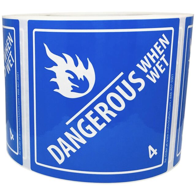 Laminated DOT Dangerous When Wet Labels Class 4 | InStockLabels.com