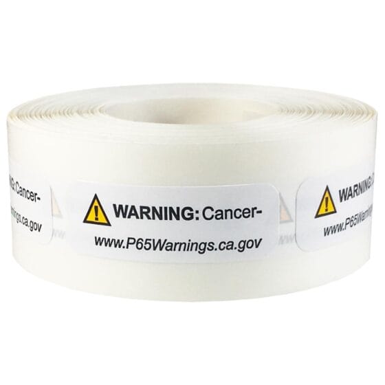 California Prop 65 Short Form Cancer Warning Labels - InStock Labels