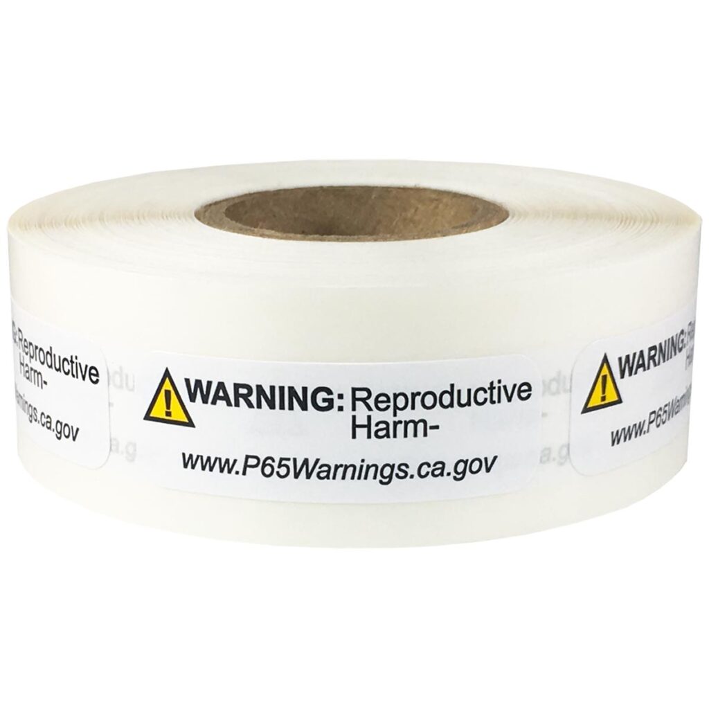California Prop 65 Short Form Reproductive Warning Labels ...