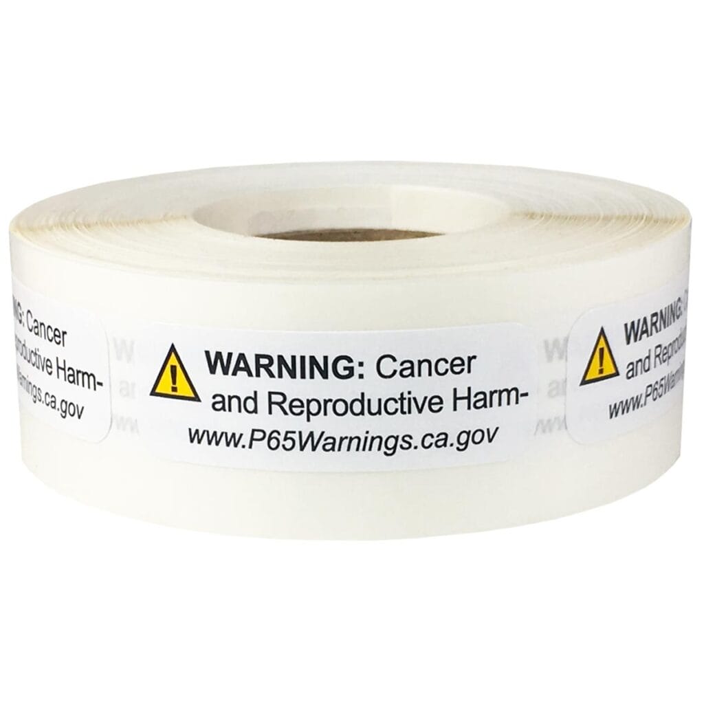 California Prop 65 Cancer & Reproductive Harm Warning Labels ...