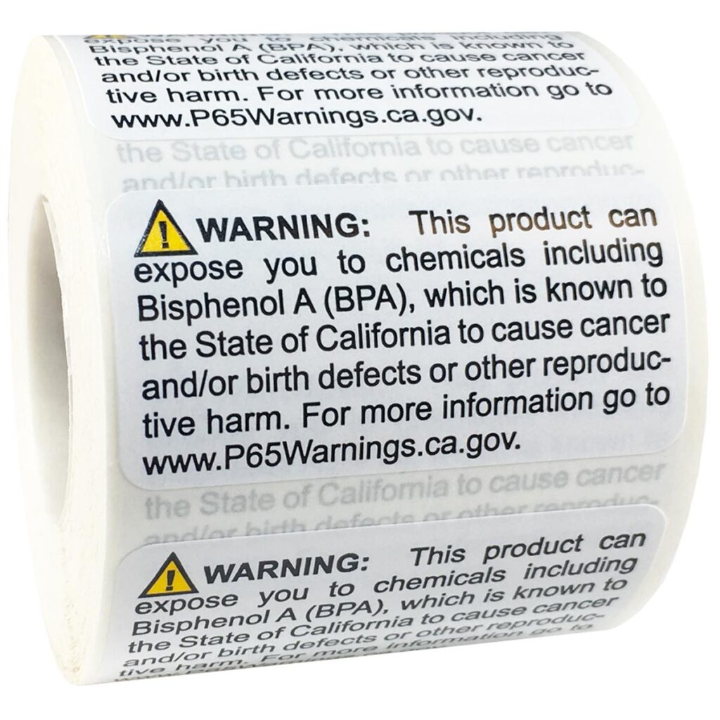 Bisphenol A BPA Warning California Prop 65 Labels | 1" x 2 ...