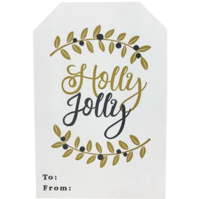 Holly Jolly Warm Wishes Gold and White Holiday Gift Tags ...