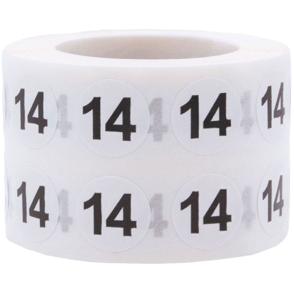 Small Number 14 Stickers 1/2" Round | InStockLabels.com