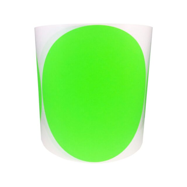 Extra Large Fluorescent Green Color Code Labels 6" Round ...