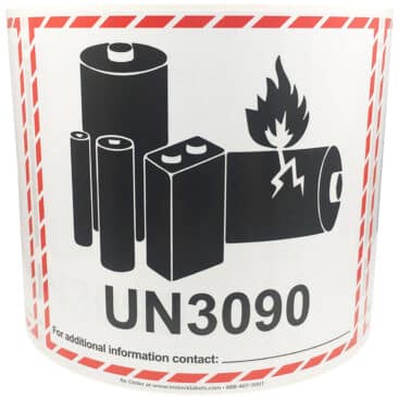 Lithium Ion Battery UN3090 D.O.T. Semi-Gloss Labels | InStockLabels.com