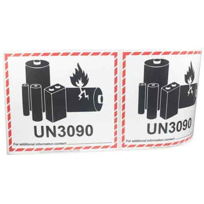 Lithium Ion Battery UN3090 D.O.T. Semi-Gloss Labels | InStockLabels.com