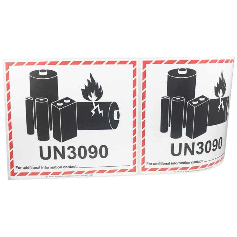 Lithium Ion Battery UN3090 D.O.T. Semi-Gloss Labels | InStockLabels.com