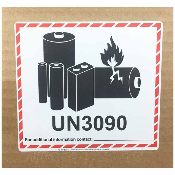 Lithium Ion Battery UN3090 D.O.T. Semi-Gloss Labels | InStockLabels.com