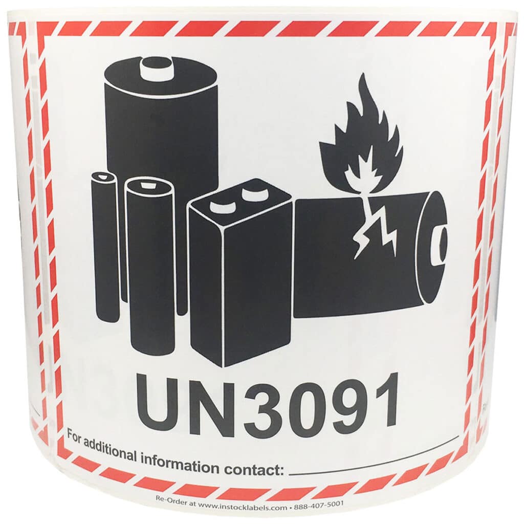 Lithium Ion Battery UN3091 D.O.T. Semi-Gloss Labels | InStockLabels.com