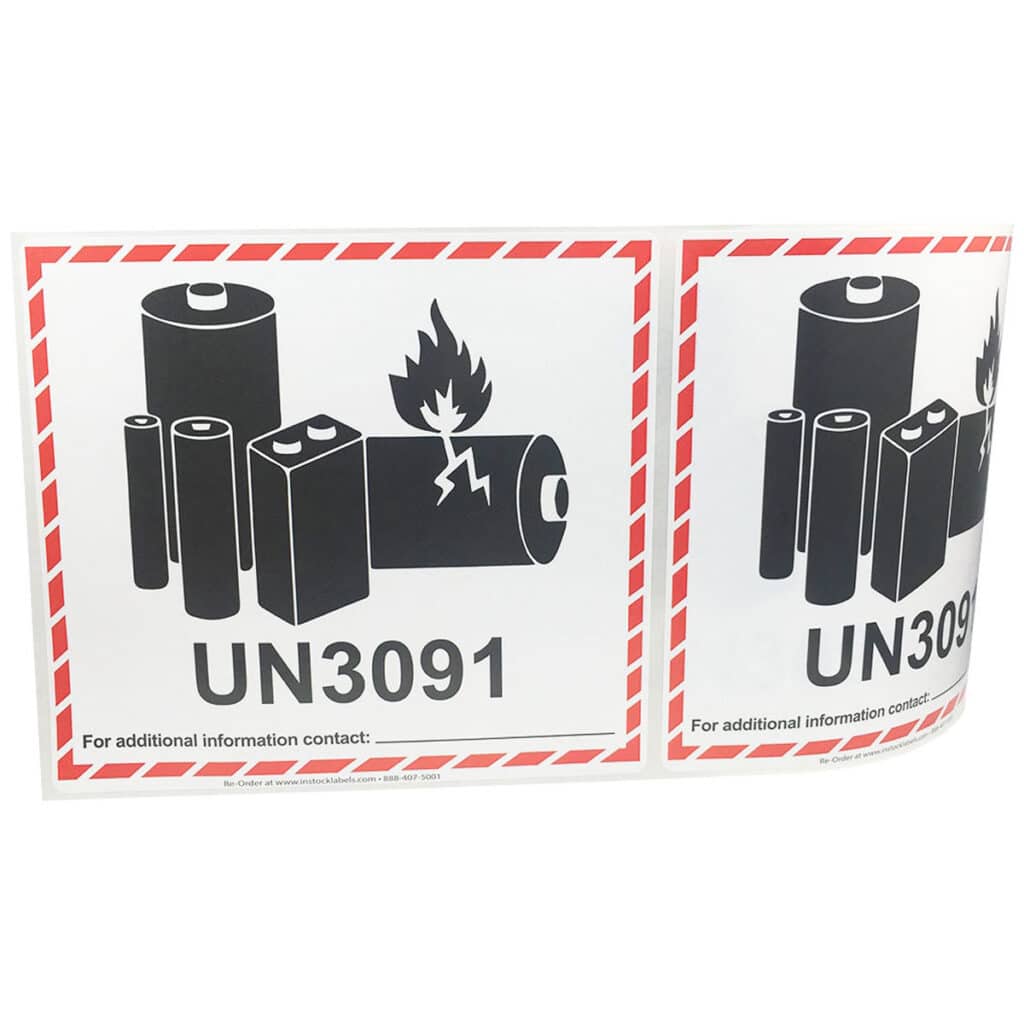 Lithium Ion Battery UN3091 D.O.T. Semi-Gloss Labels | InStockLabels.com