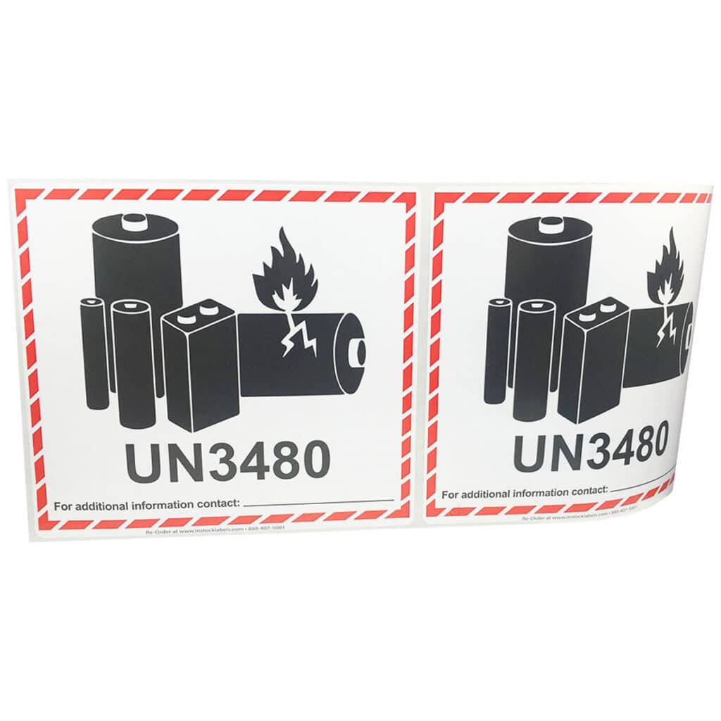 Lithium Ion Battery UN3480 D.O.T. Labels | InStockLabels.com