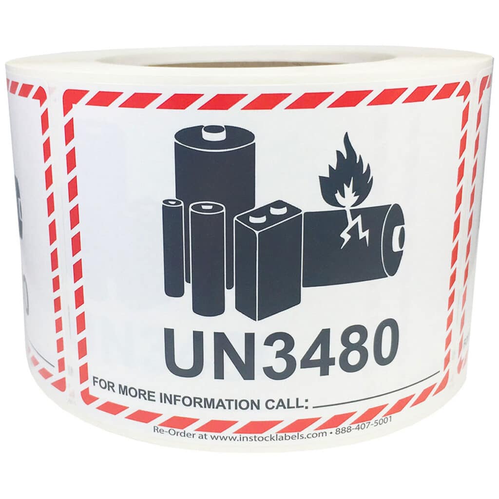 Caution Lithium Battery UN3480 Labels | Battery Warning | InStockLabels.com