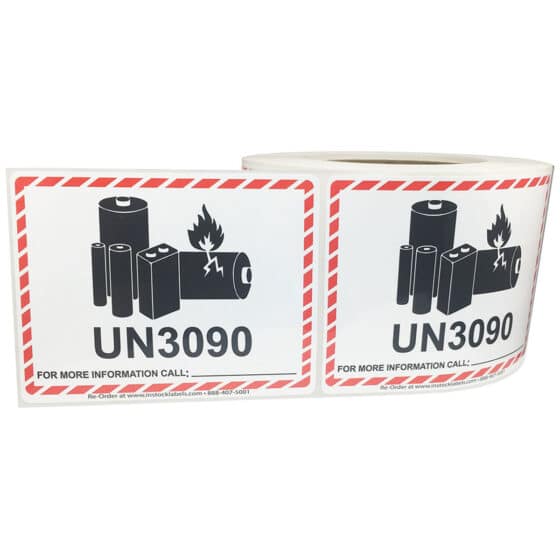 Caution Lithium Battery UN3090 Labels | Battery Warning | InStockLabels.com
