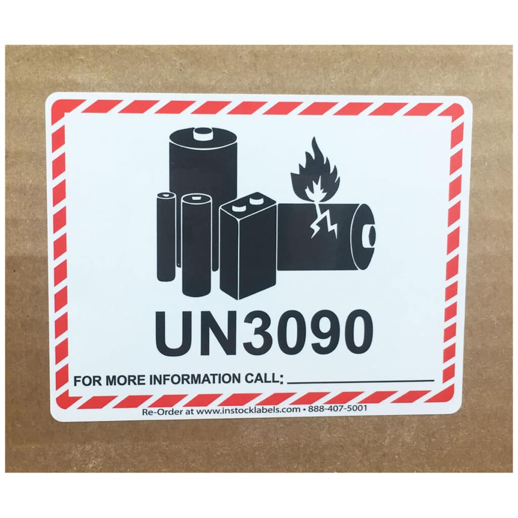 Caution Lithium Battery UN3090 Labels | Battery Warning | InStockLabels.com