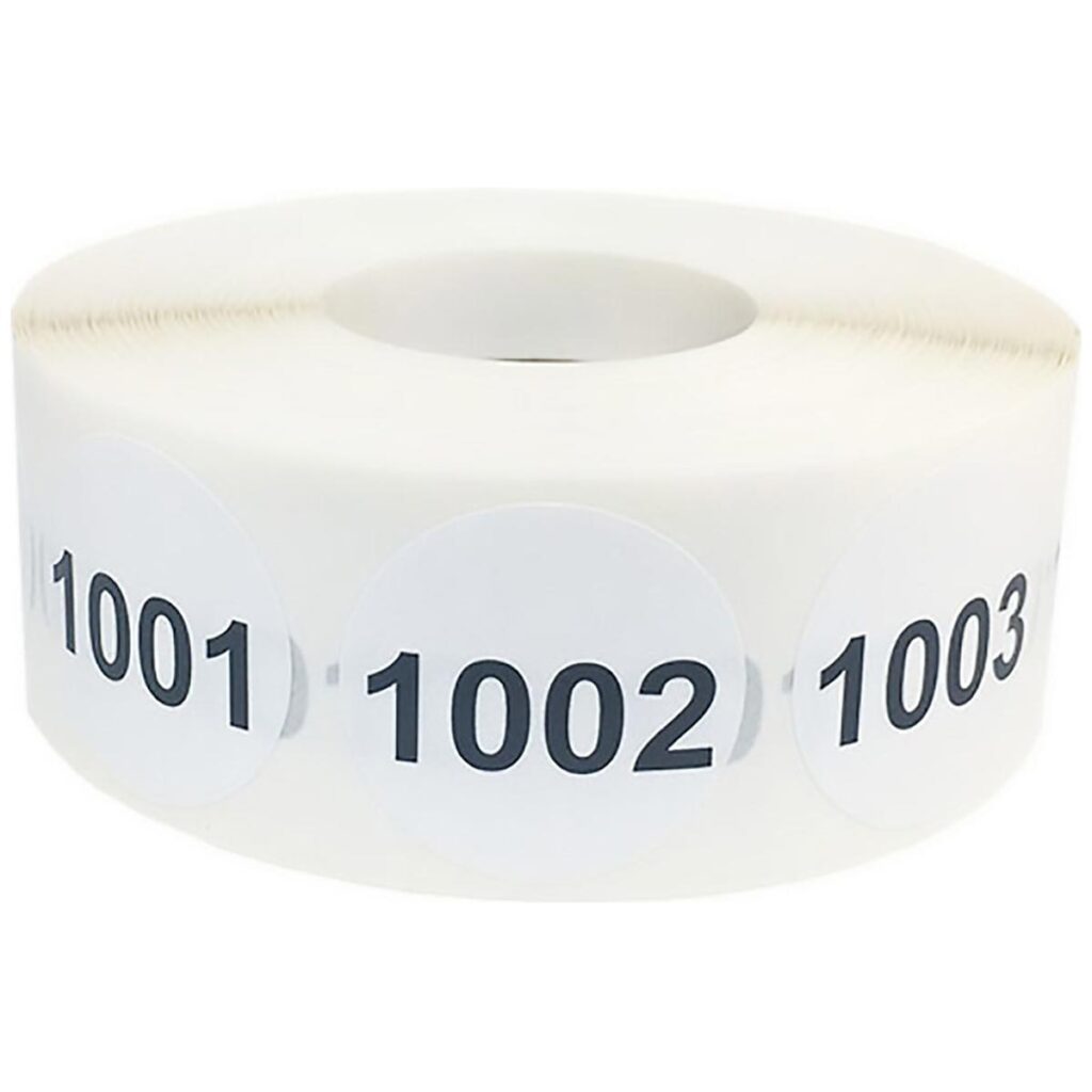 Consecutive Number Stickers 1,001 - 2,000 | 1" Round | InStockLabels.com
