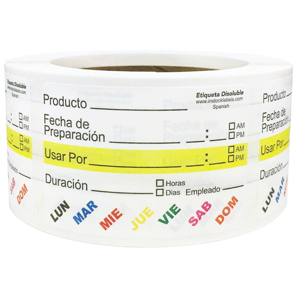 Dissolvable Food Rotation Labels in Spanish | InStockLabels.com
