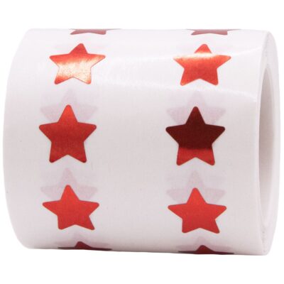 Small Red Holographic 1/2" Star Stickers - InStock Labels